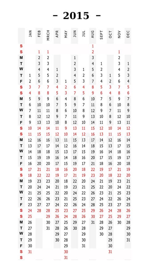 Calendario 2015 ilustración del vector. Ilustración de 2015 - 43660013