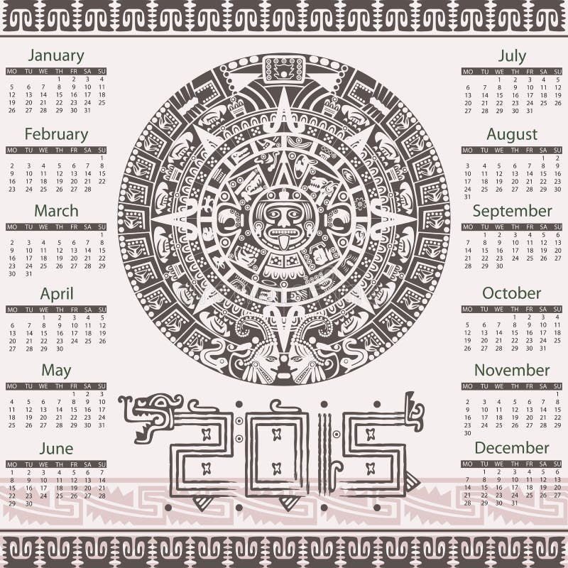 Calendario Azteca 2015 ilustración del vector. Ilustración de tribal ...