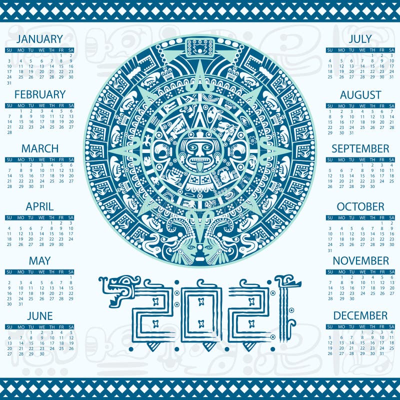 Calendario azteca 2021 ilustración del vector. Ilustración de azteca - 174176844