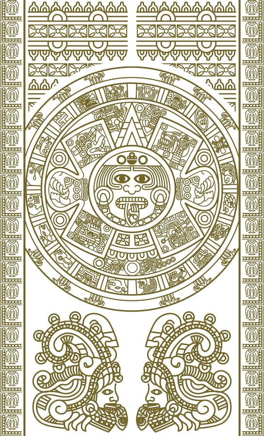 Calendario Azteca Estilizado Ilustración del Vector - Ilustración de ...