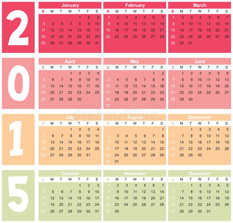 Calendario Básico 2015 Adentro Ilustración del Vector - Ilustración de ...