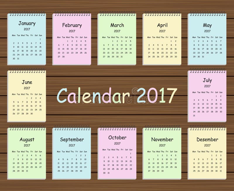 Calendario Coloreado Hermoso Para Cada Mes Ilustración del Vector ...