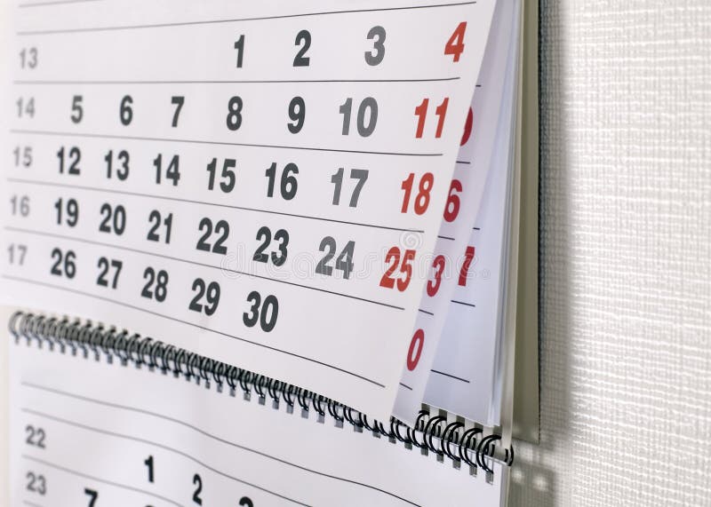 Calendario Con Las Fechas Del Mes Imagen de archivo - Imagen de blanco ...