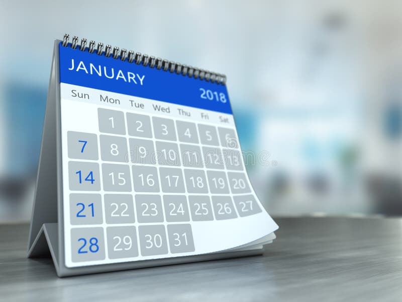 Calendario 3d en la tabla stock de ilustración. Ilustración de papel ...