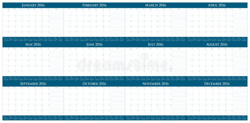 Calendario 2016 De La Tabla Simple Ilustración del Vector - Ilustración ...