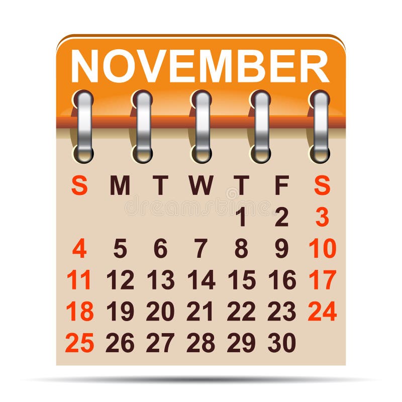 Calendario De Noviembre De 2018 Años - Vector Ilustración del Vector ...