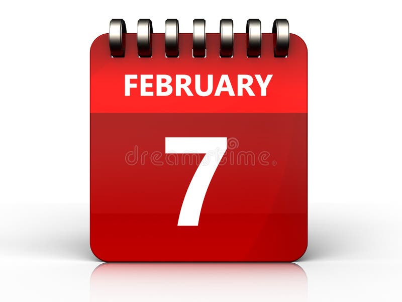 Calendario Del 7 De Febrero 3d Stock de ilustración - Ilustración de ...
