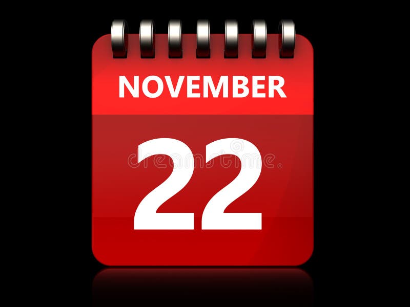 Calendario Del 22 De Noviembre 3d Stock de ilustración - Ilustración de ...