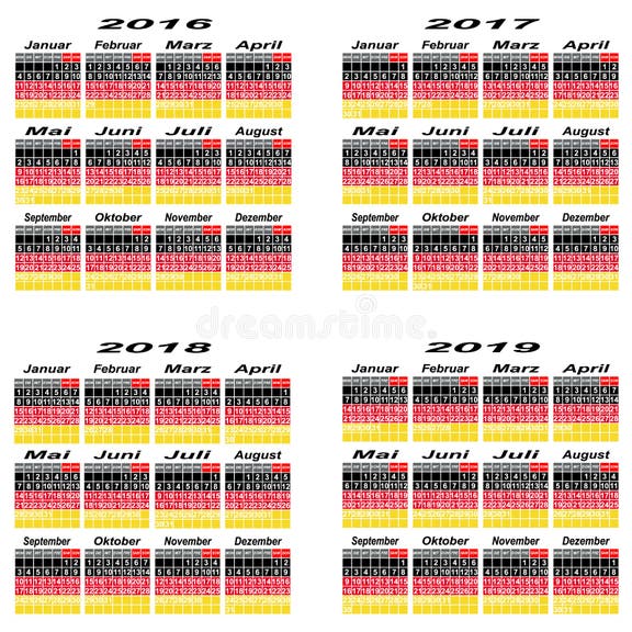 Calendario Della Germania 2016,2017,2018,2019 Anni Illustrazione ...