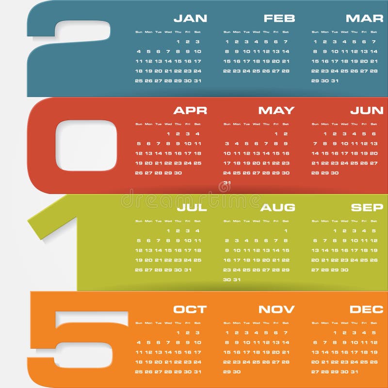 Calendario Editable Simple 2015 Del Vector Ilustración del Vector ...
