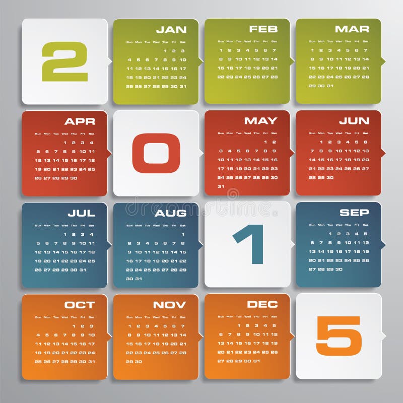 Calendario Editable Simple 2015 Del Vector Ilustración del Vector ...