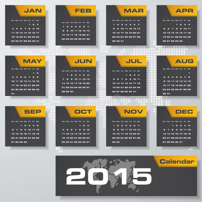 Calendario Vectorial Editable Simple 2015 Ilustración del Vector ...