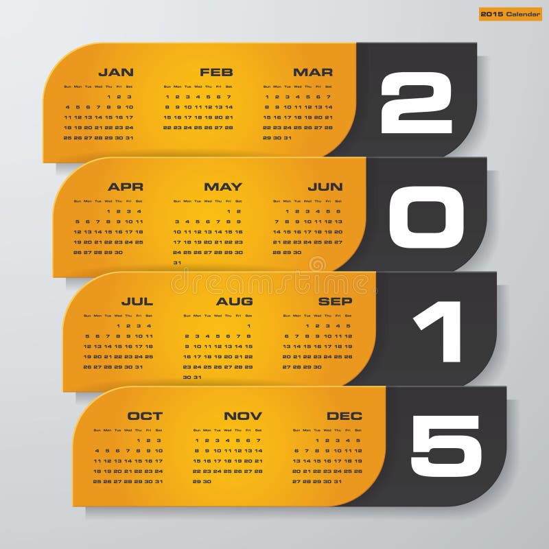 Calendario Editable Simple 2015 Del Vector Ilustración del Vector ...
