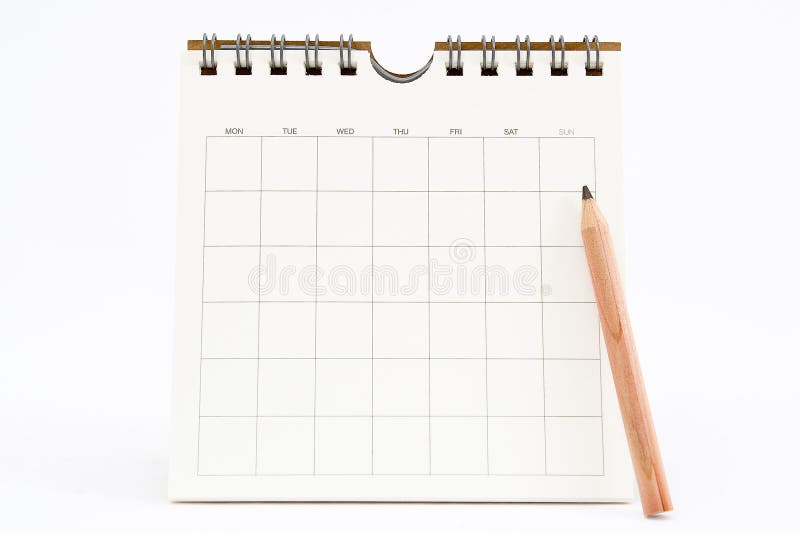 Calendario En Blanco Aislado En Blanco Imagen de archivo - Imagen de ...