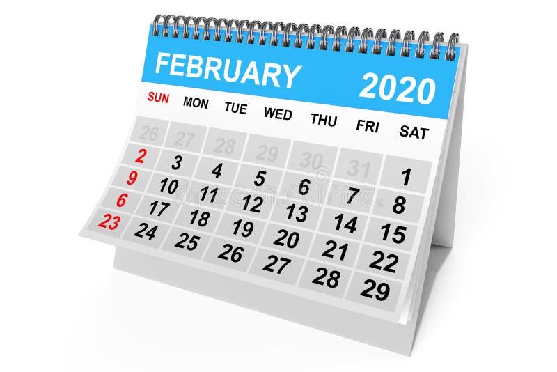 Calendario Di Febbraio 2020 Sullo Schermo Del Notebook Rendering 3D ...
