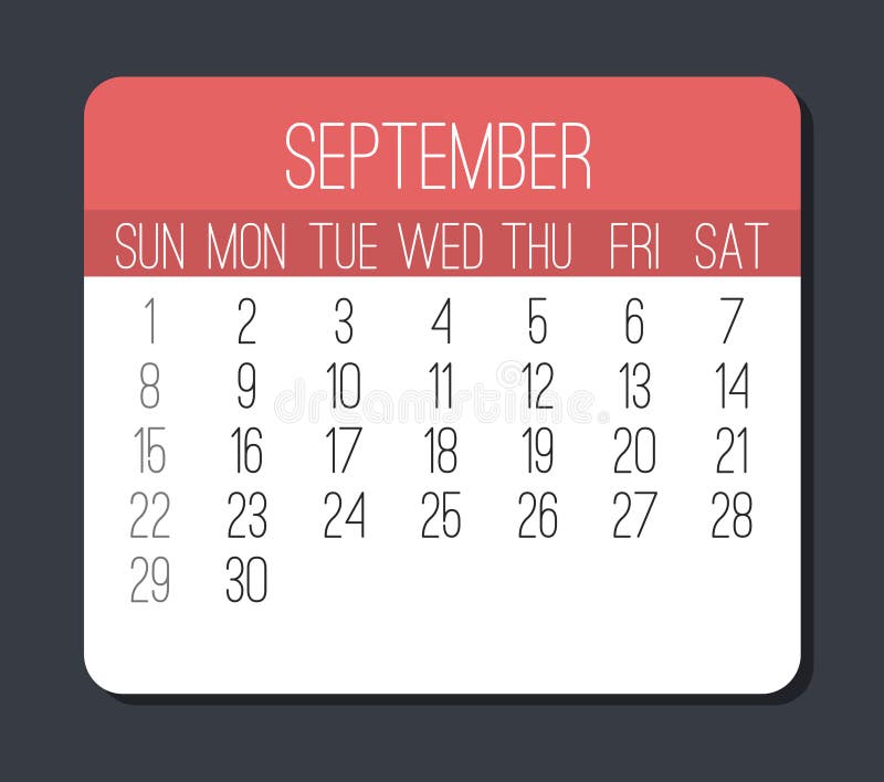 Calendario Mensual De Septiembre De 2019 Ilustración del Vector ...