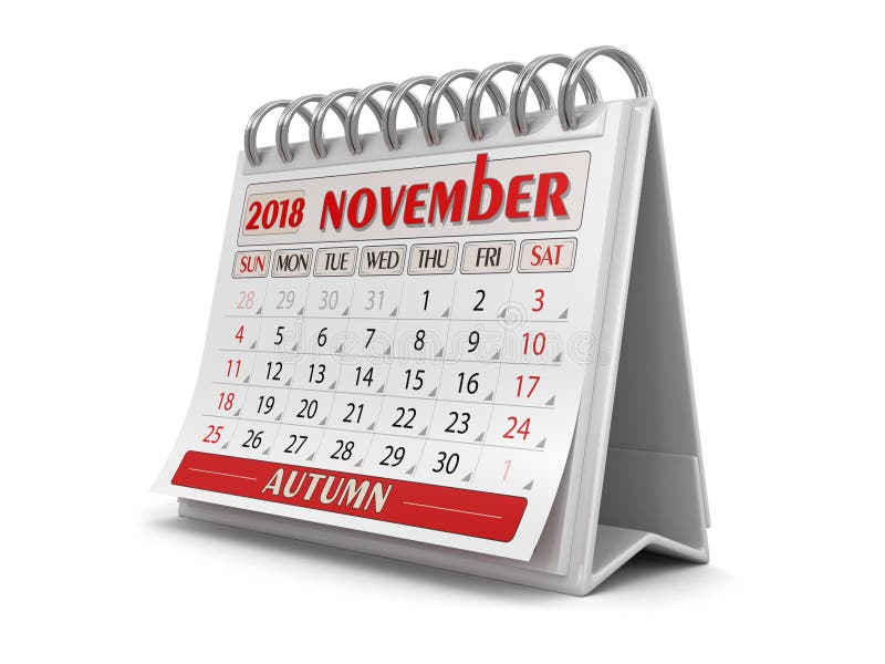 Calendario - Noviembre De 2018 Stock de ilustración - Ilustración de ...