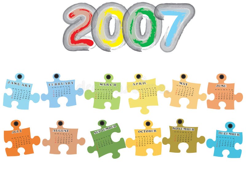 Calendario 2007 stock de ilustración. Ilustración de doce - 1494921