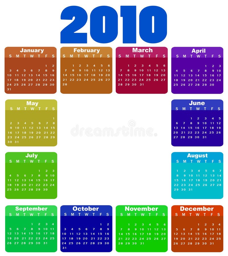 Calendario para 2010 ilustración del vector. Ilustración de blanco ...
