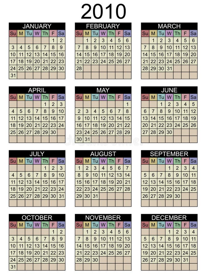 Calendario para 2010 ilustración del vector. Ilustración de cita - 11641613