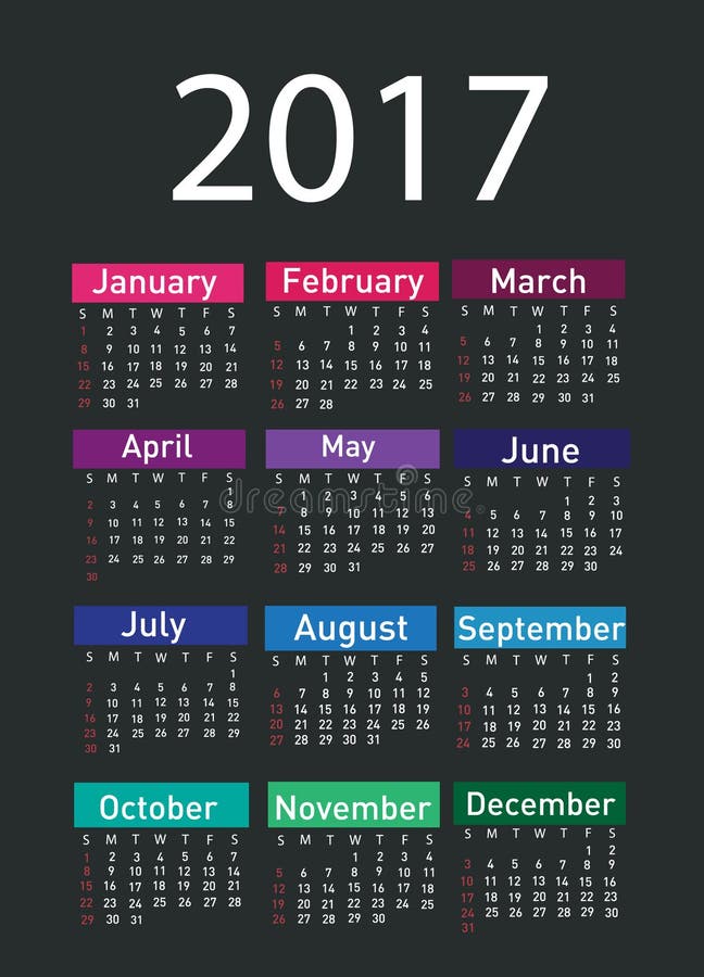 Calendario para 2017 ilustración del vector. Ilustración de septiembre ...