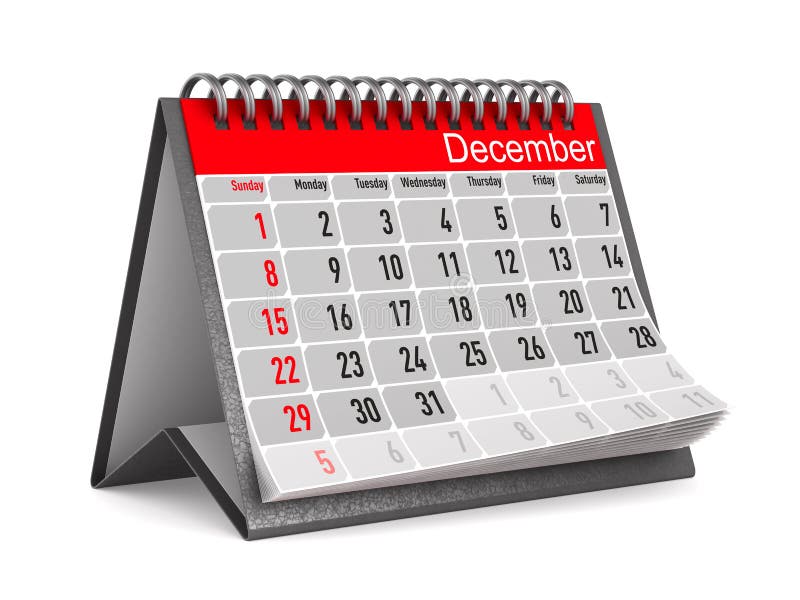 Calendario Para Diciembre Ejemplo Aislado 3d Stock de ilustración ...