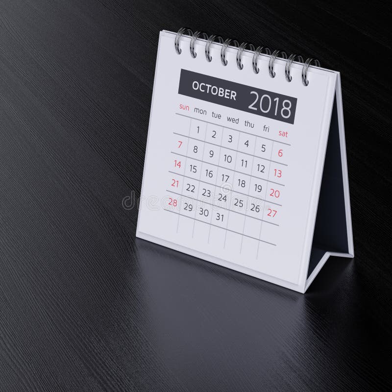 En Octubre De 2018 Hoja Del Calendario - Ejemplo Stock de ilustración ...