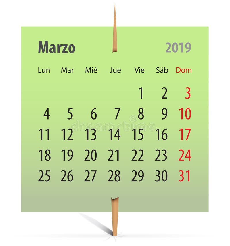 Calendario 2019 per marzo illustrazione vettoriale. Illustrazione di ...