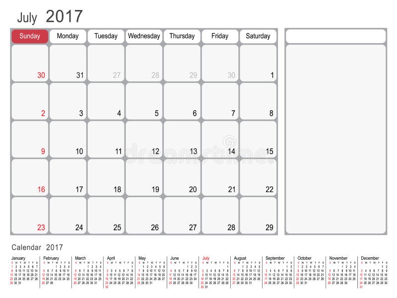 Planner Luglio 2022. Celle Vuote Del Planner. Organizzatore Mensile ...