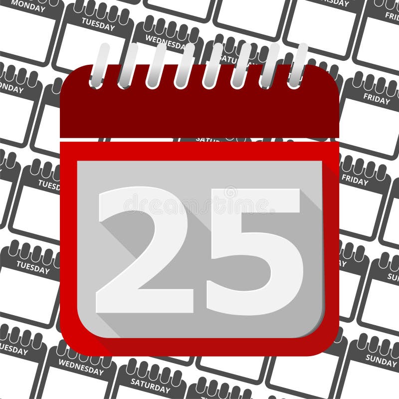 Calendario Rojo - Icono Número 25 Del Vector Ilustración del Vector ...