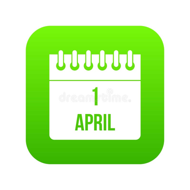 Calendario Verde Digital Del Icono Del 1 De Abril Ilustración del ...