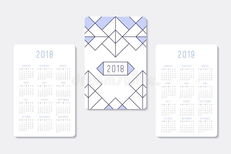 Calendario 2018 Y Plantilla 2019 Stock de ilustración - Ilustración de ...