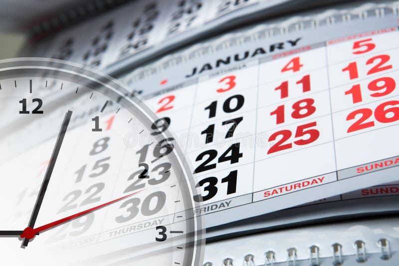 Calendario y reloj imagen de archivo. Imagen de reloj - 37501243