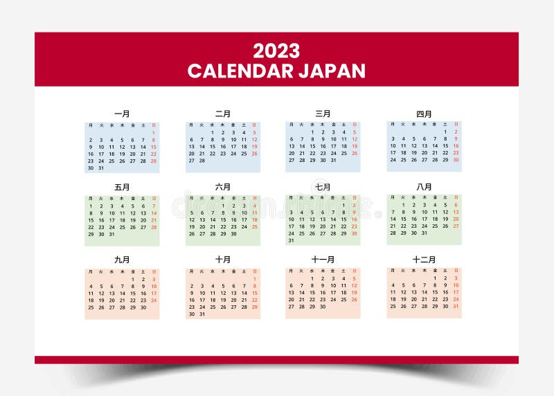Japan Calendar 2024. Week Starts from Sunday. Vector Graphic Design ...