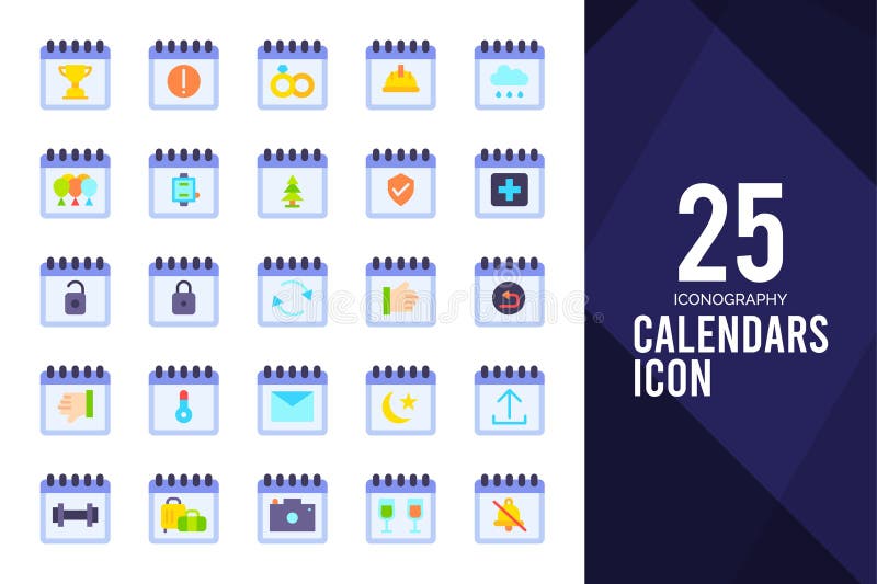 25 Calendars Flat Icon Pack. Vector Illustration Stock Vector ...