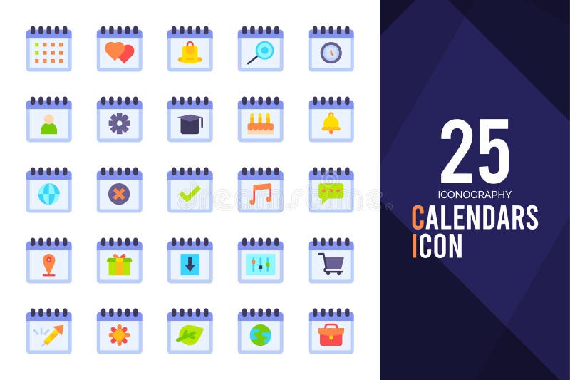 25 Calendars Flat Icon Pack. Vector Illustration Stock Vector ...