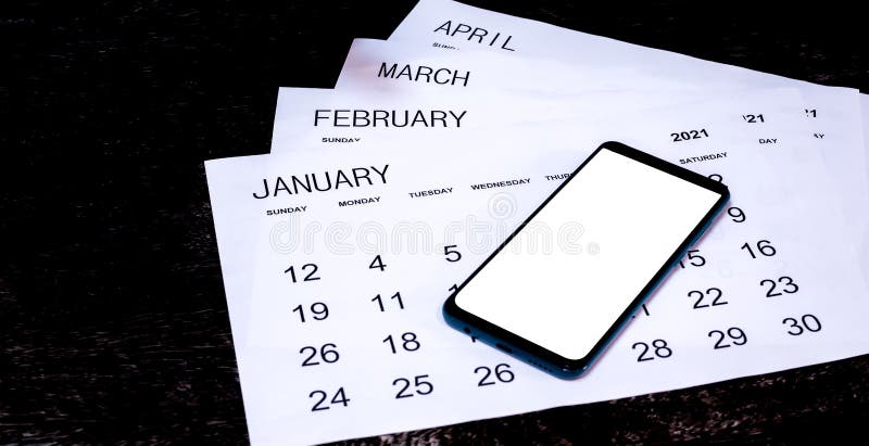 A Smartphone with a White Screen and a Creative Concept Calendar on a ...