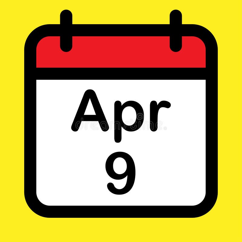Calender icon nineth April stock vector. Illustration of event - 243397553