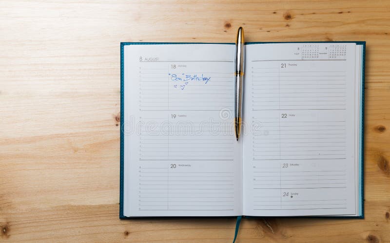 Calender Note Book on Wood Background Stock Image - Image of school ...