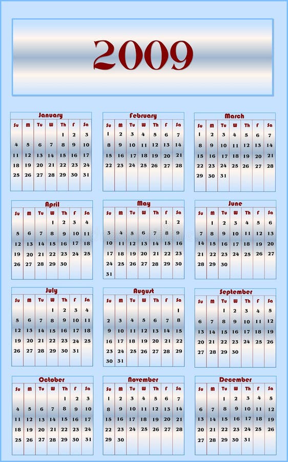 Calendrier 2009 illustration de vecteur. Illustration du vert - 6783518