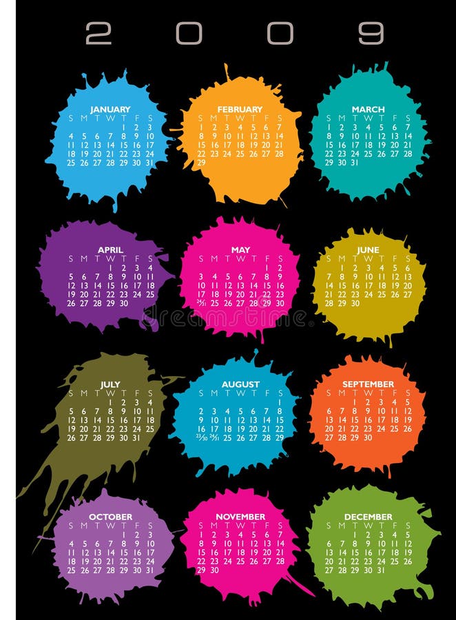 Calendrier 2009 coloré illustration de vecteur. Illustration du jour ...
