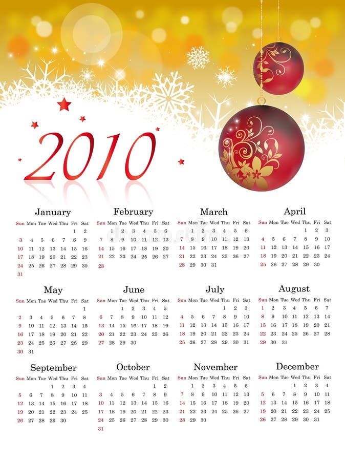 Calendrier Moderne Pour 2010 Illustration de Vecteur - Illustration du ...