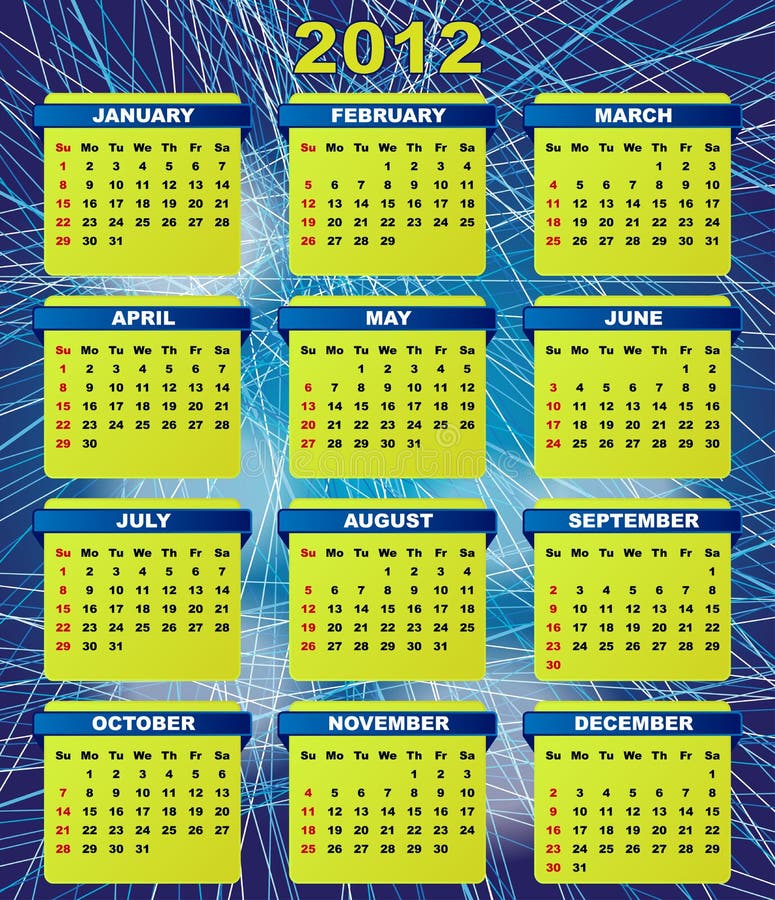 Calendrier 2012 illustration de vecteur. Illustration du vide - 20999253