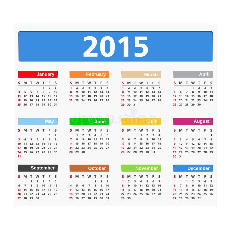 Calibre 2015 De Calendrier De Bureau Illustration de Vecteur ...