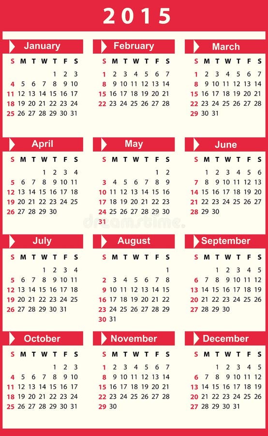Calendrier 2015 illustration de vecteur. Illustration du août - 44518802