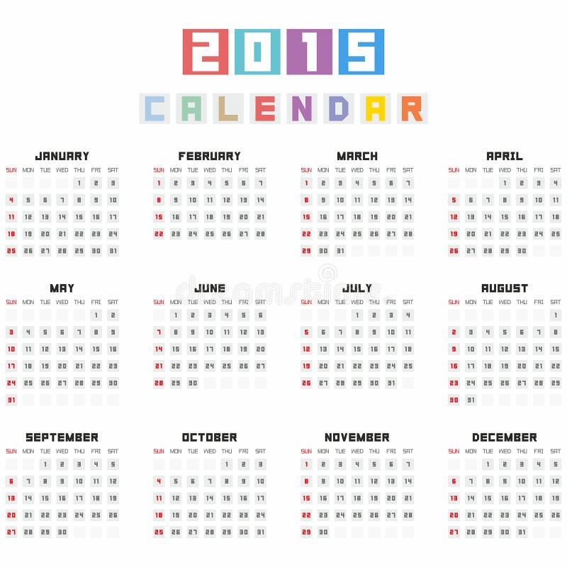 Calendrier 2015, 2016, 2017, 2018 Illustration de Vecteur ...