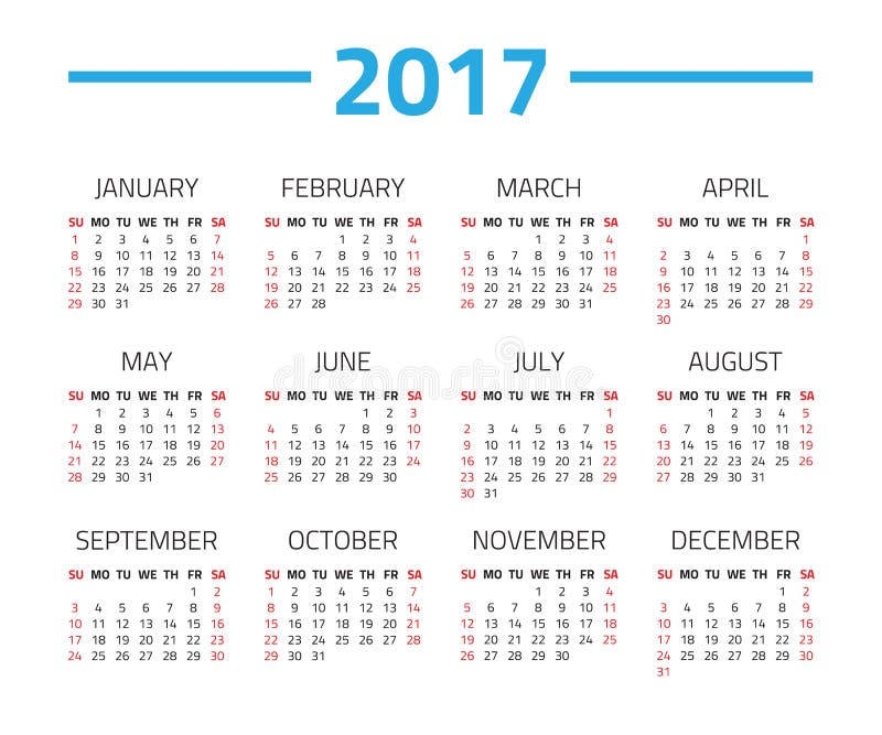 Calendrier 2017 ans illustration de vecteur. Illustration du 2017 ...