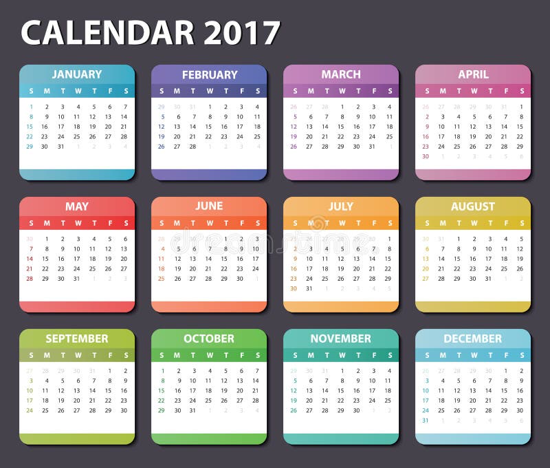 Calendrier 2017 ans illustration de vecteur. Illustration du datte ...