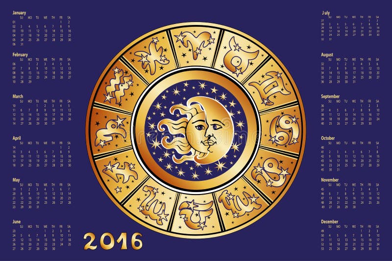 Calendrier 2016 Cercle D'horoscope, Signe De Zodiaque Illustration de ...