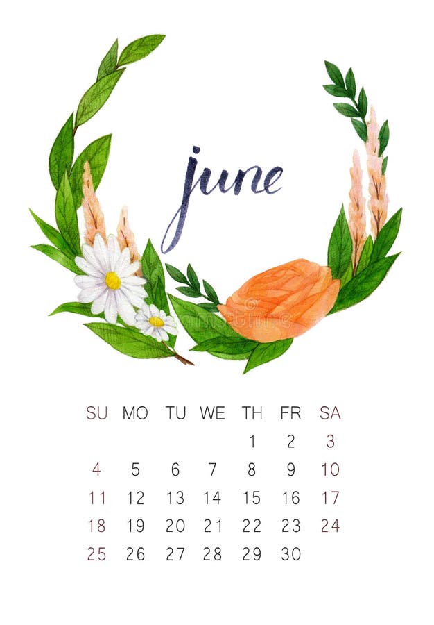 Calendrier de juin illustration stock. Illustration du lettrage - 79209253